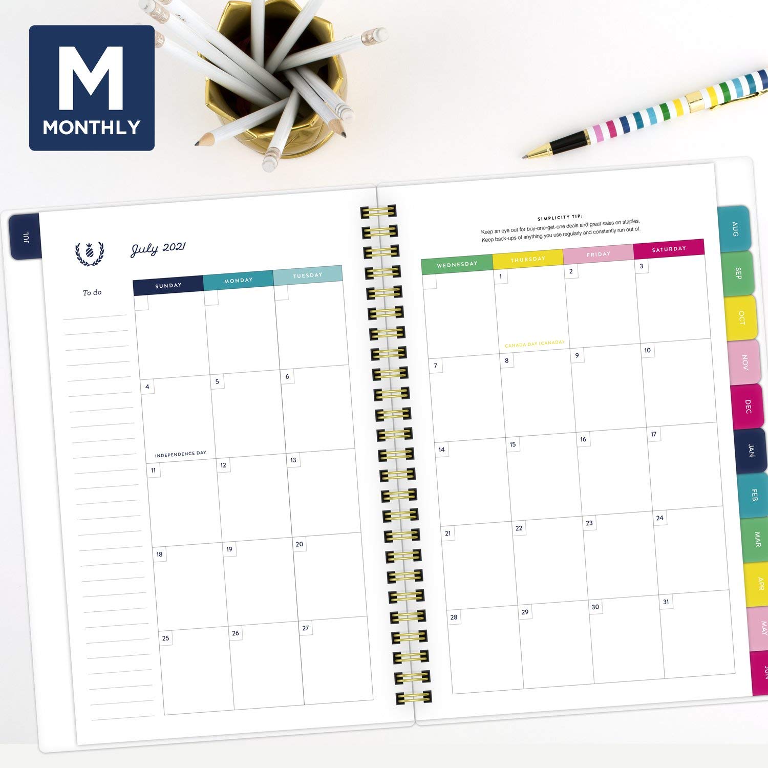 AT-A-GLANCE Academic Planner 2021-2022, Simplified by Emily Ley for AT-A-GLANCE Weekly & Monthly Planner, 5-1/2" x 8-1/2", Small, Customizable, for School, Teacher, Student, Dogwood (EL61-201A)