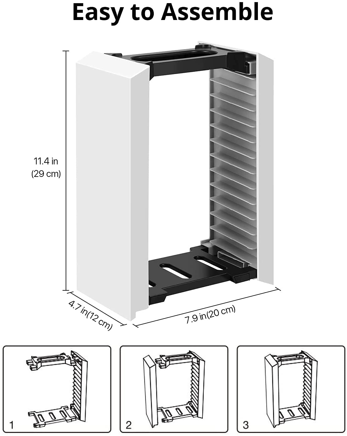 Eddrence PS5 Game Storage Tower Universal Games Storage Tower Stores 12 Game or Blu-Ray Disks Game Holder Rack for PS4, PS5, Xbox One, Xbox Series X/S, Nintendo Switch Games and Blu-Ray Disks