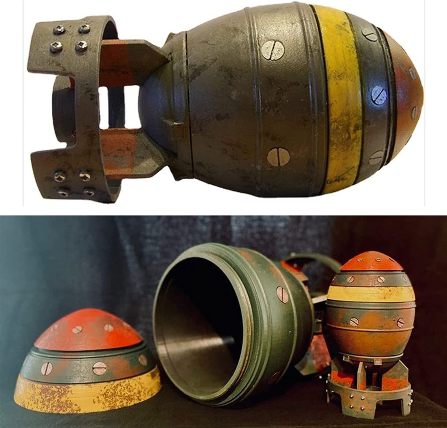 Bomb Storage Box, 7.9inch Resin Retro Bomb Shaped Storage Bin, Small Key Holder for Bookshelf Desktop Home Decor