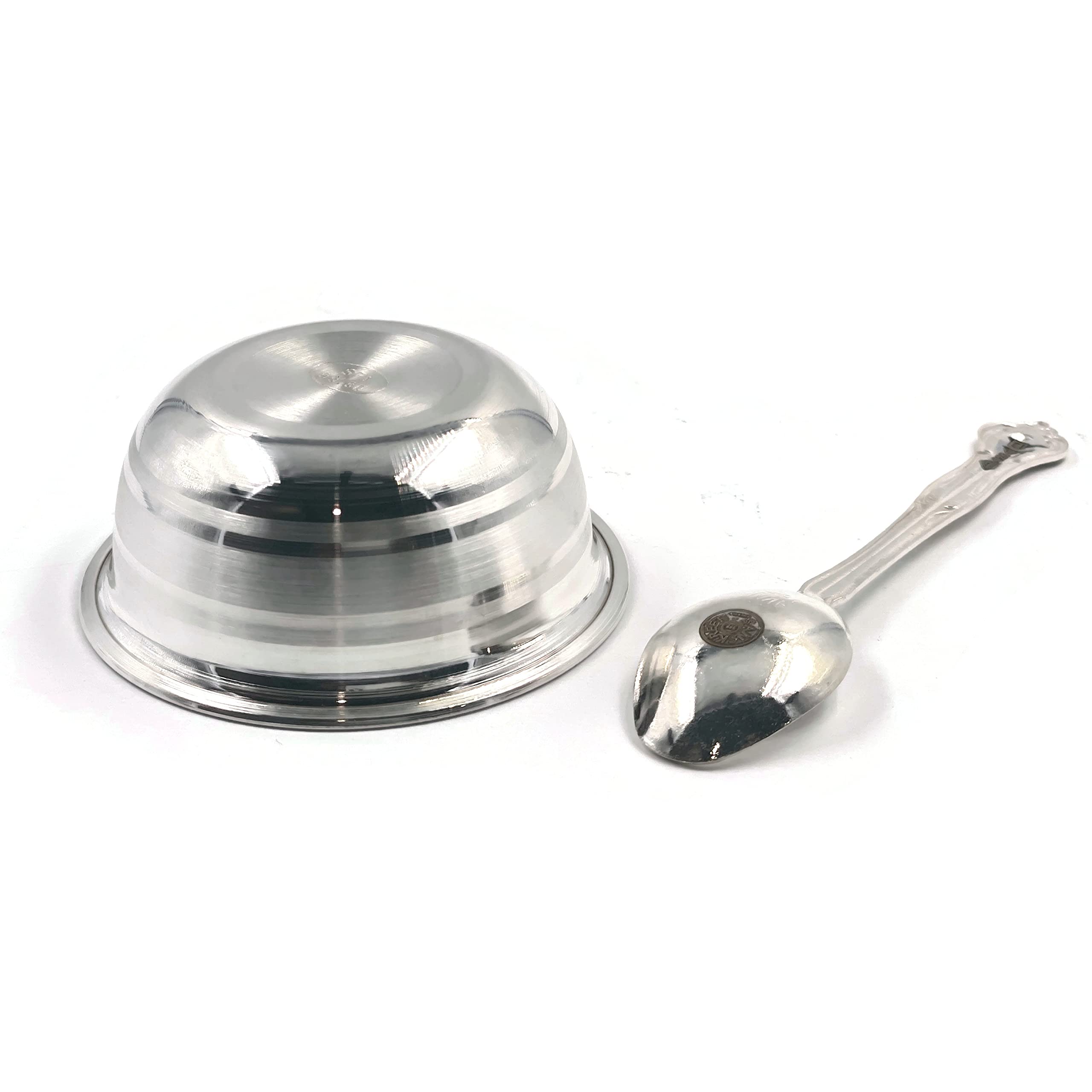Balaji 999 Pure Silver 3.5 inch Bowl & Spoon - 3.5-inch Set#01