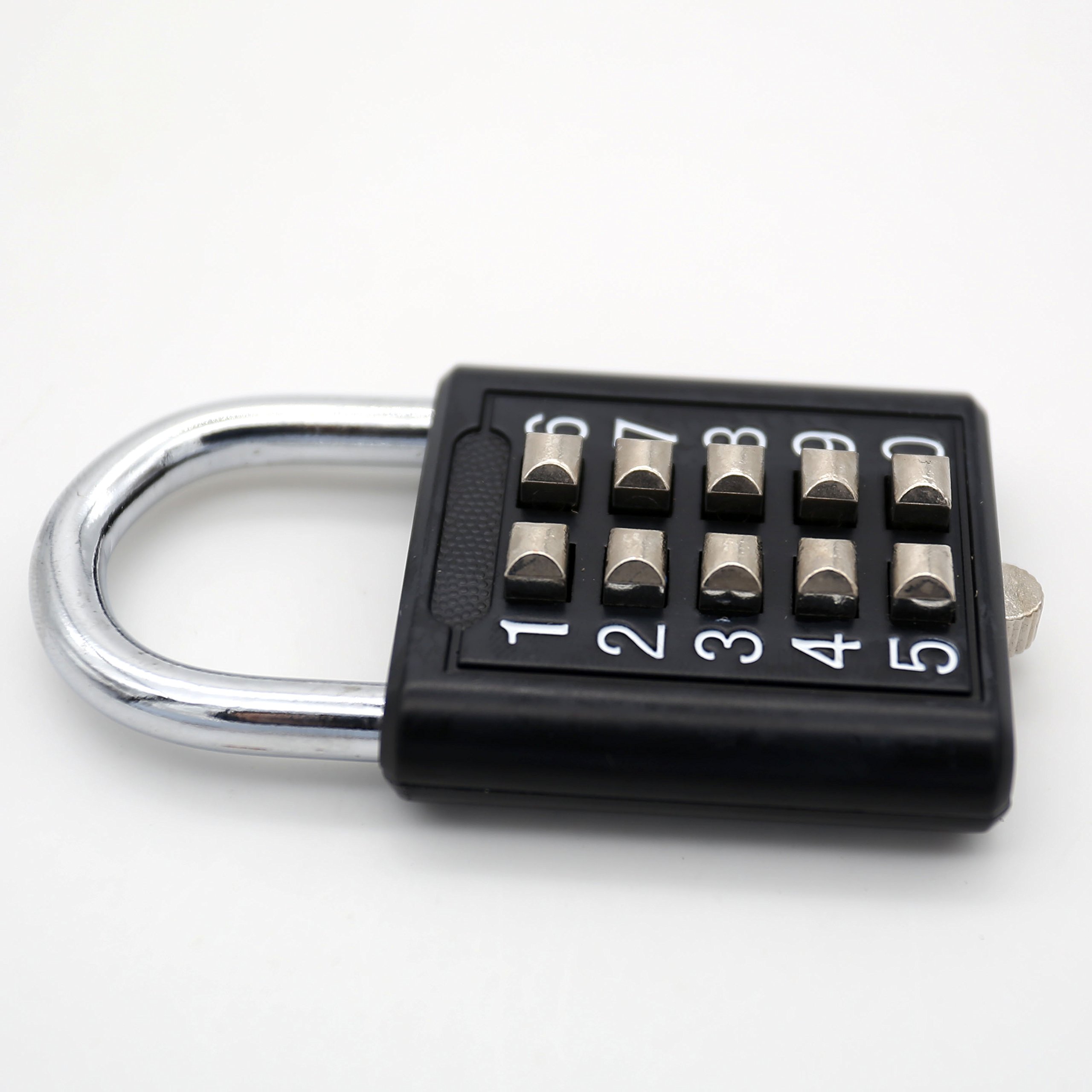 MIONI 10 Digit Push Button Combination Padlock, 5 Digit Locking Mechanism, Black