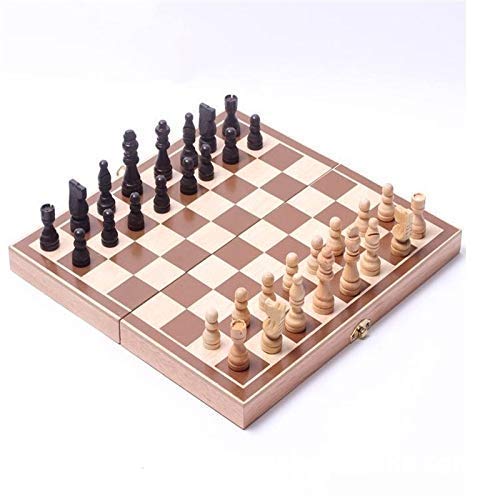 ATAAY Chess Board Set Folding Wooden Set Pieces SetFunny Game Chessmen Collection PortableTraditional Games