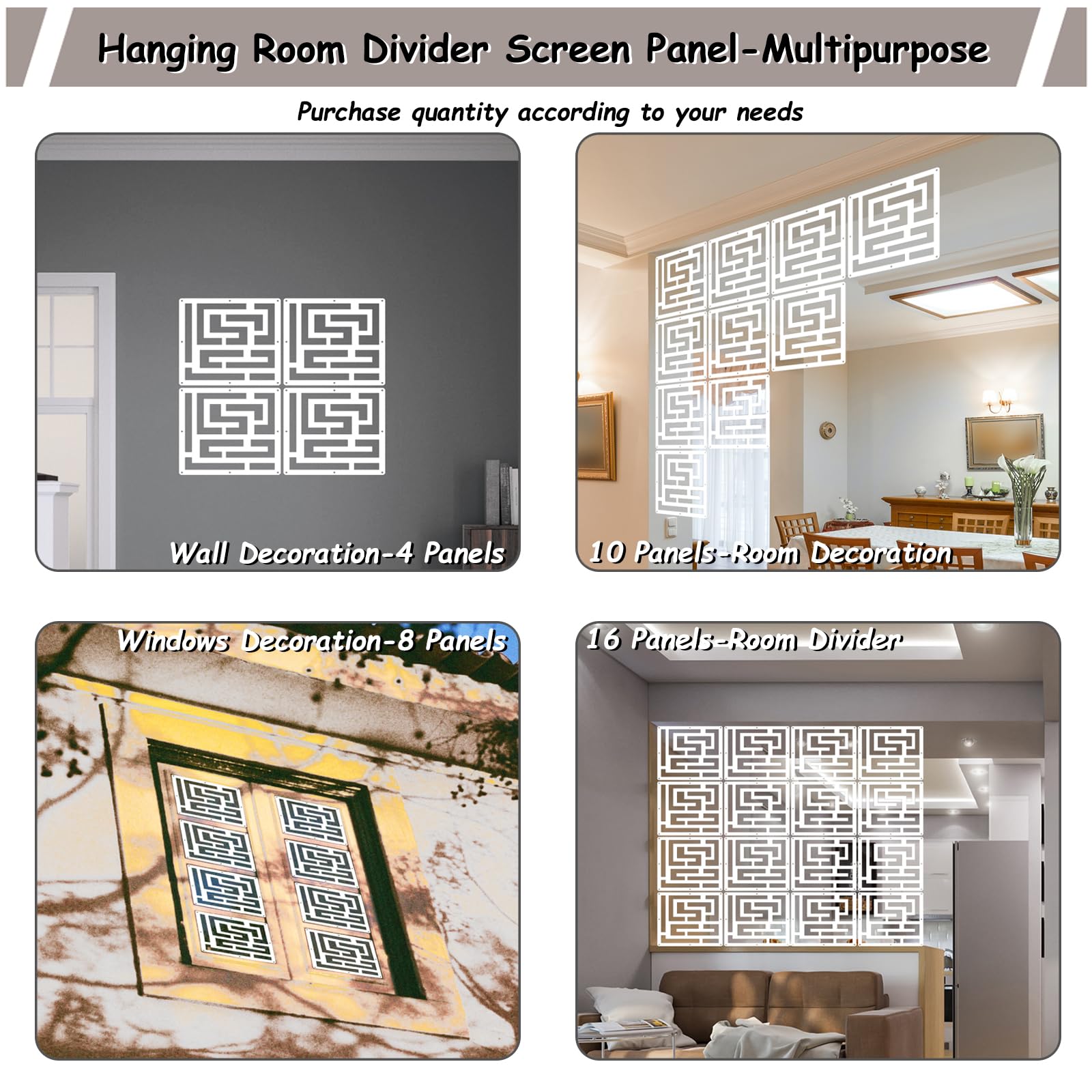 Lchen Hanging Room Divider Panel,10 Pieces Hanging Wall Divider Room Partition Wood-Plastic Thick Hanging Panel Screen Home Office Decoration(ML-S-10Panels)