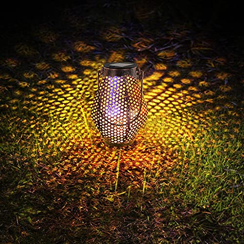 DJASM 2 Pieces Retro Wrought Iron Solar Led Lantern Outdoor Waterproof Hanging Lamp Light Control Induction Home Garden Lawn Landscape Lighting