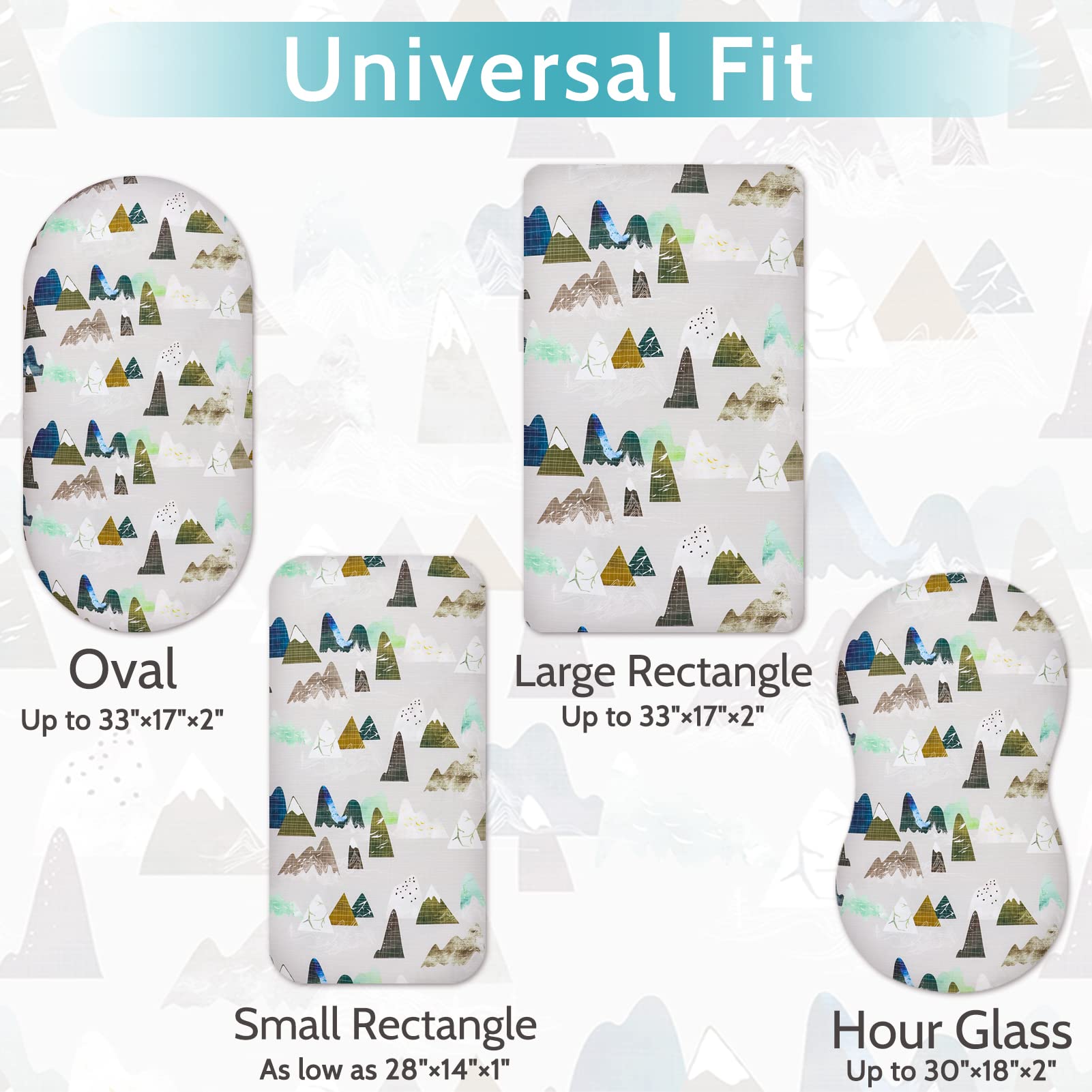Baby Car Seat Cover & Bassinet Sheet, Mountains Multiuse - Nursing Breastfeeding Covers & Baby Bassinet Mattress Cover Fitted Sheet
