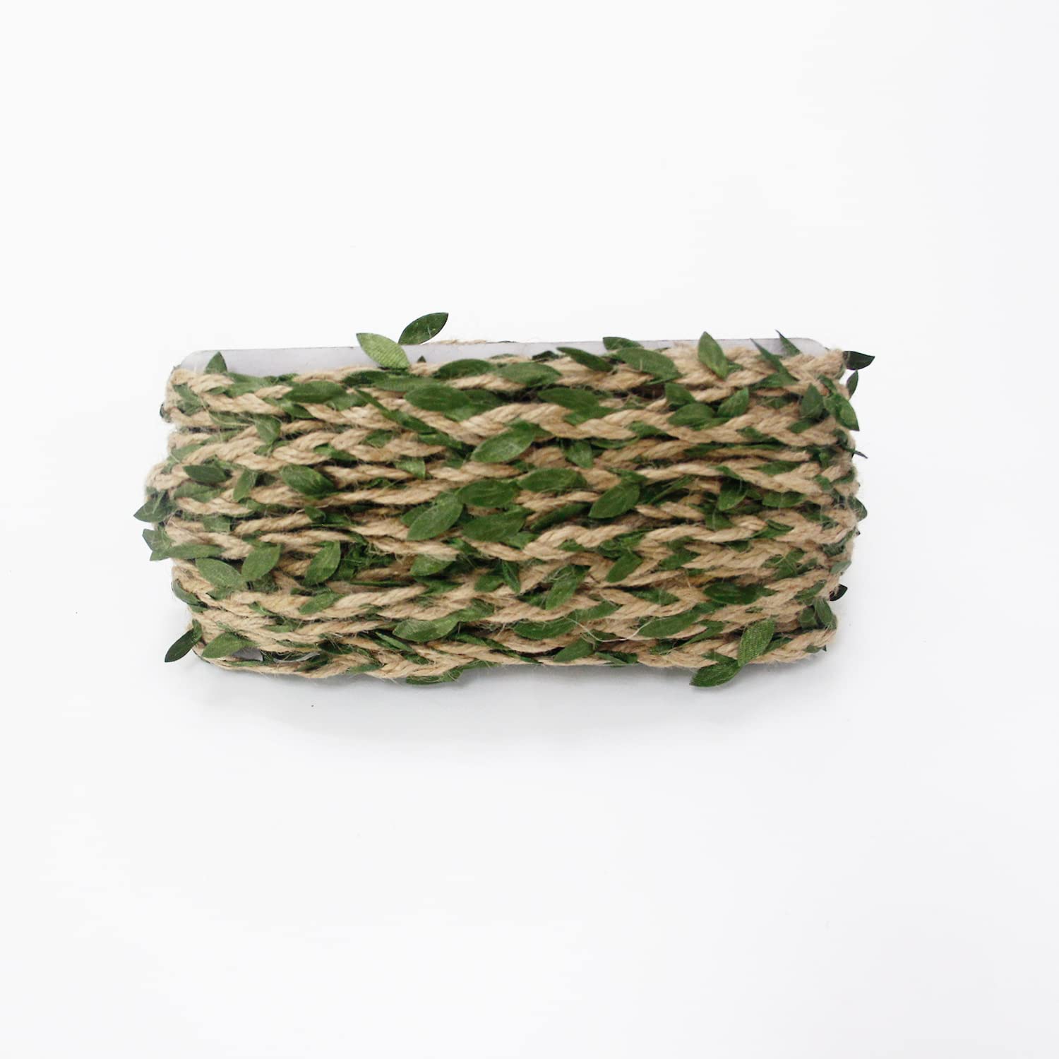 Mawinlak 66Ft Leaf Jute Twine 5mm Burlap Ribbon Artificial Vines with Burlap String Jungle Leaf Decorative Greenery for Gift Wrapping DIY Crafts Wedding Home Garden Party(Green & Yellow, 66)