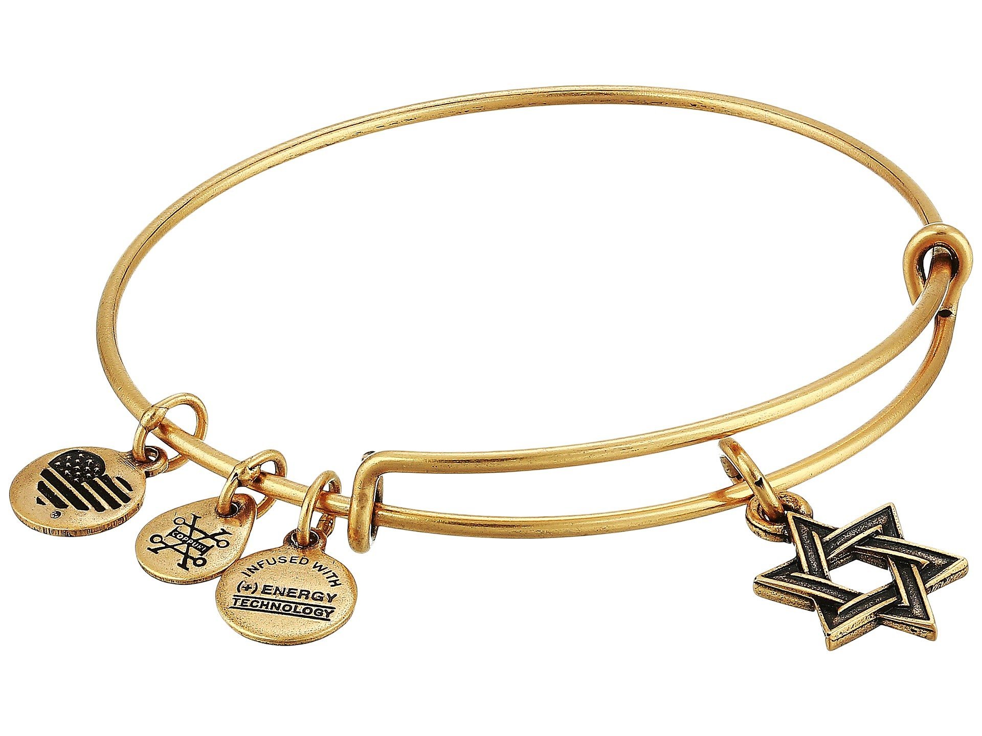 Alex and Ani Women's Star of David IV Bangle Bracelet, Rafaelian Gold, Expandable
