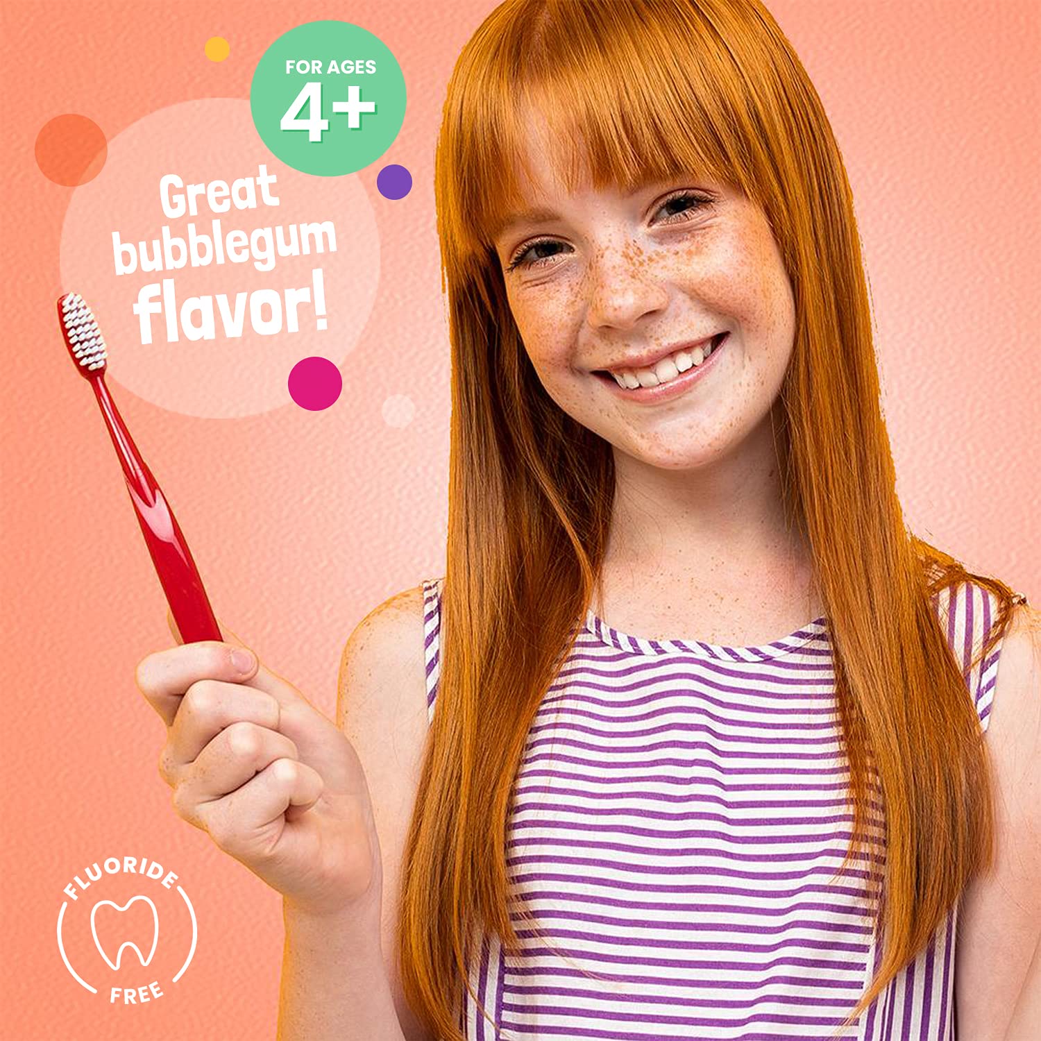 Vitaminpaste Kids Toothpaste with Daily Multivitamins B3, B5, B6, D, E, Xylitol, Calcium, Fluoride Free, Fresh Breath, Fights Tarter, Anti-Cavity, Safe to Swallow, 4.1oz, Bubble Gum Flavor