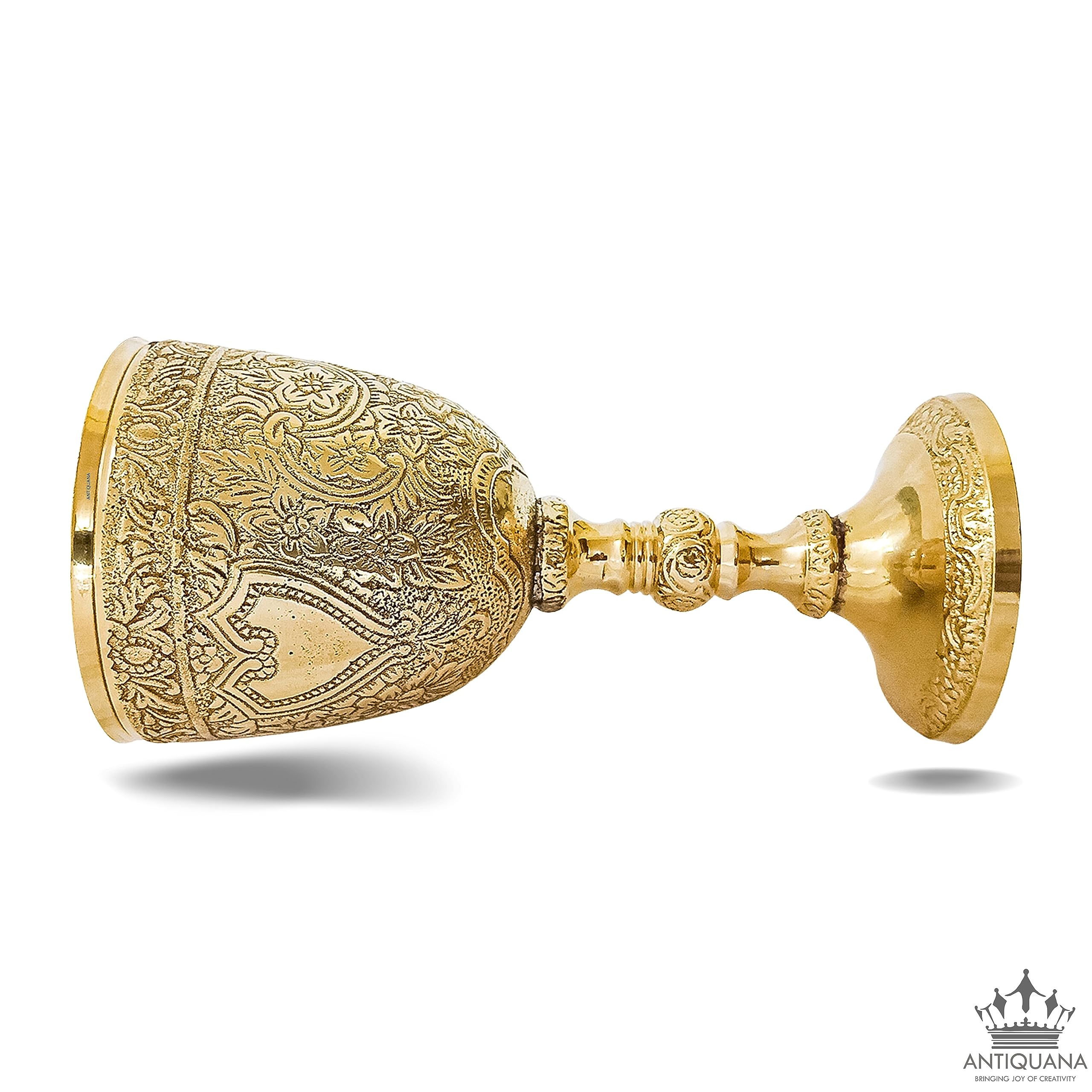 ANTIQUANA Royal Wine Goblet Solid Brass Handmade Premium Wine Cup Medieval Decor Gothic Chalice Ancient Elegant Wine Goblet (Pack of - 1)