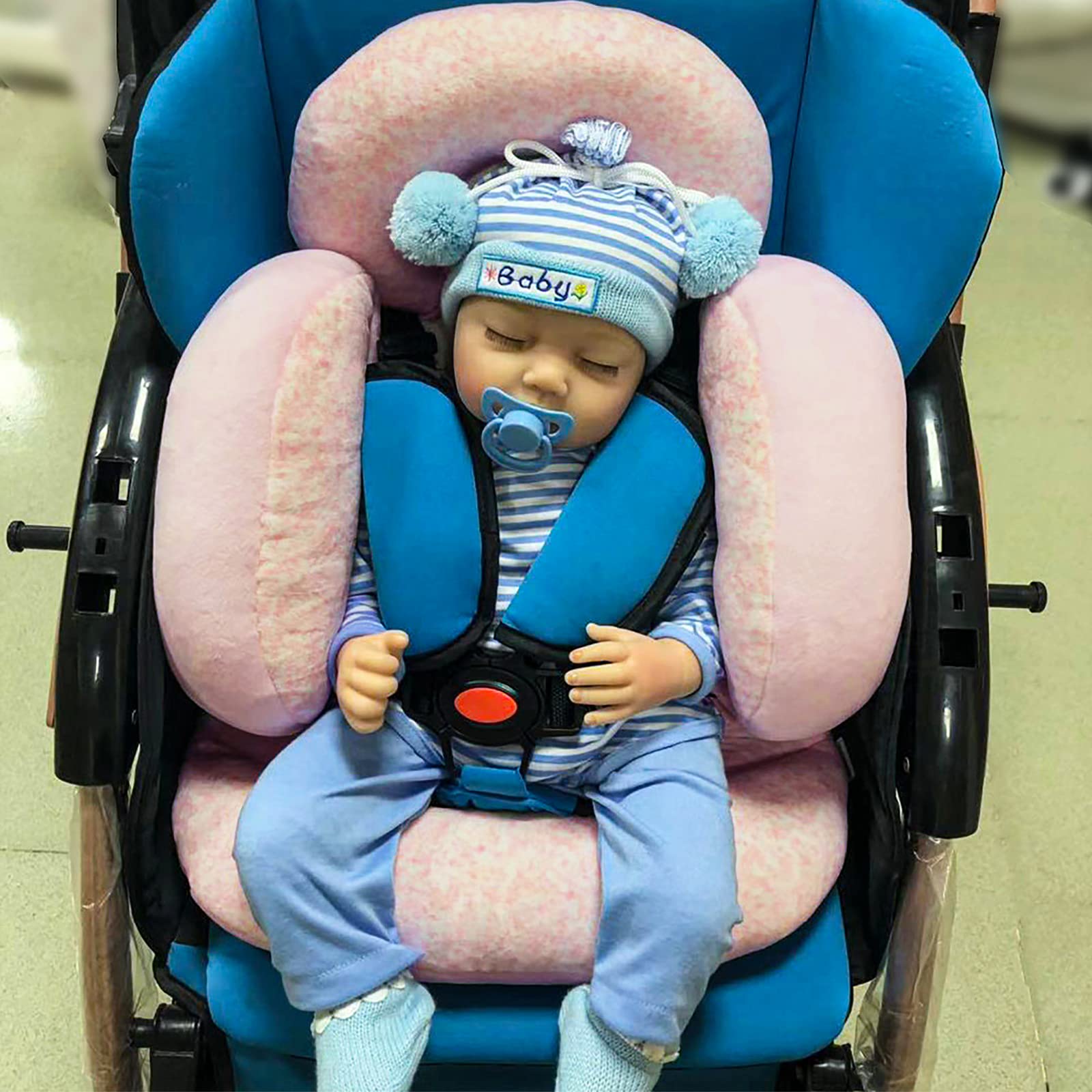 Beisto Baby Stroller Protection Cushion Car Seat Cushion Head and Body Support Pillow Double-Sided Protection Pillow for Newborn, Pink, One Size
