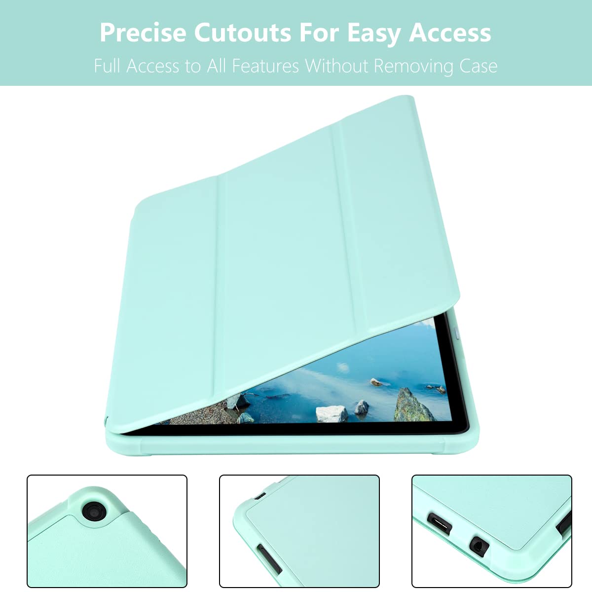 All-New Amazon Kindle Fire HD 10 Tablet Case & Fire HD 10 Plus Case(11th Generation, 2021 Release) 10.1" - PU Leather Trifold Stand Cover Ultra Lightweight Slim Shell Stand Cover Auto Wake/Sleep