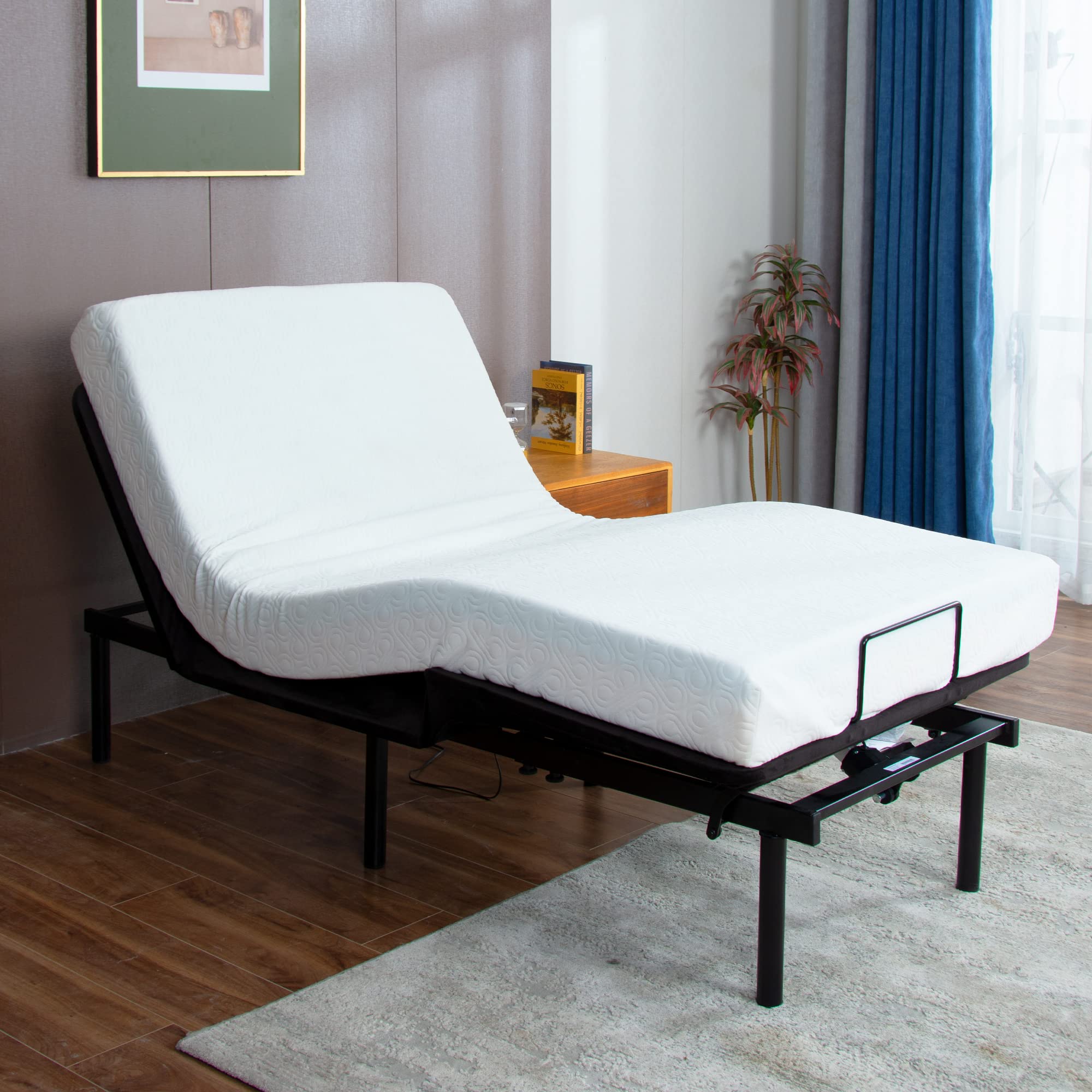 Adjustable Bed Base Frame with New Generation Motor, Remote, Head and Foot Incline, Intelligent Sleep Aid,High Weight Capacity, Easy Self-Assembly,Twin XL