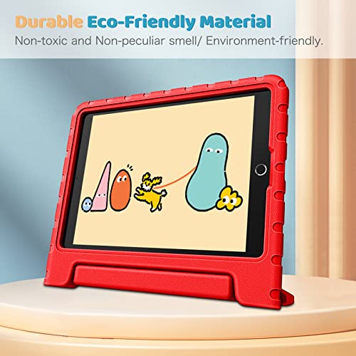 Fintie Kids Case for iPad 9th / 8th / 7th Generation (2021/2020 / 2019) 10.2 Inch - Shockproof Light Weight Handle Stand Case, Also Fit iPad Air 3 10.5" (2019) / Pro 10.5" (2017), Red