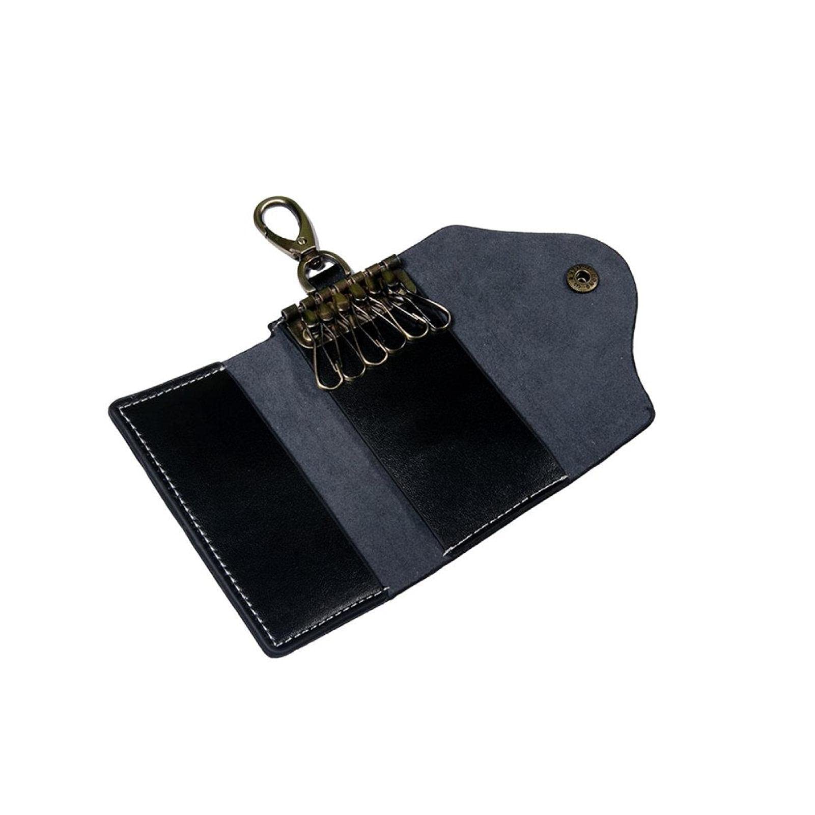 Dalmatian PU Leather Key Wallet Holder Card Case with 6 Hooks for Men Women