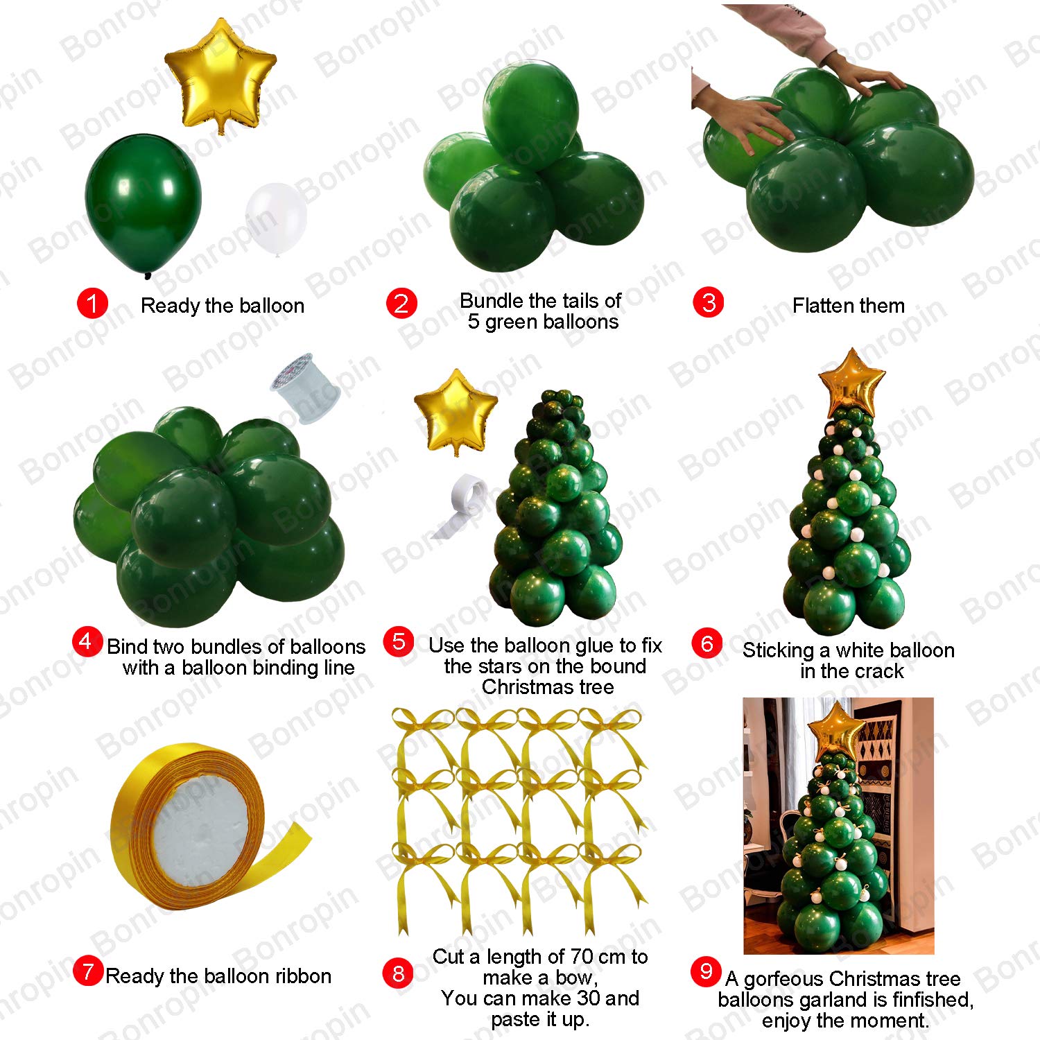 BONROPIN Christmas Balloon Garland Arch kit 96 Pieces Christmas tree Balloons for Christmas Party Decorations