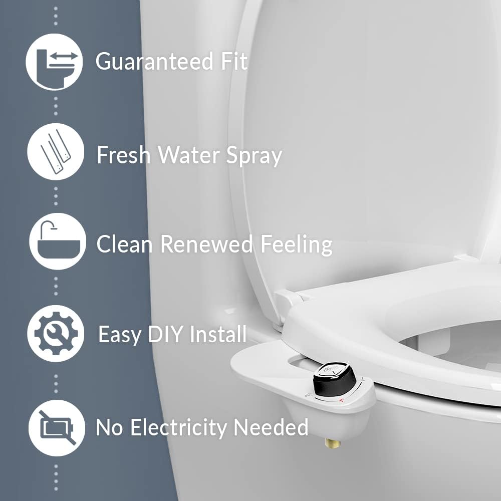 MAYFAIR Kendall Bidet Bundle, Slow-Close Never Loosen Toilet Seat with Perfect Fit, Fresh Water Spray, Non-Electric, Easy to Install Bidet, ELONGATED, White