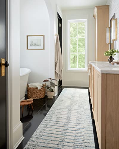 Loloi Chris Loves Julia Chris Collection CHR-01 Ivory/Denim 3'-6'' x 5'-6'', .50" Pile Height, Accent Rug