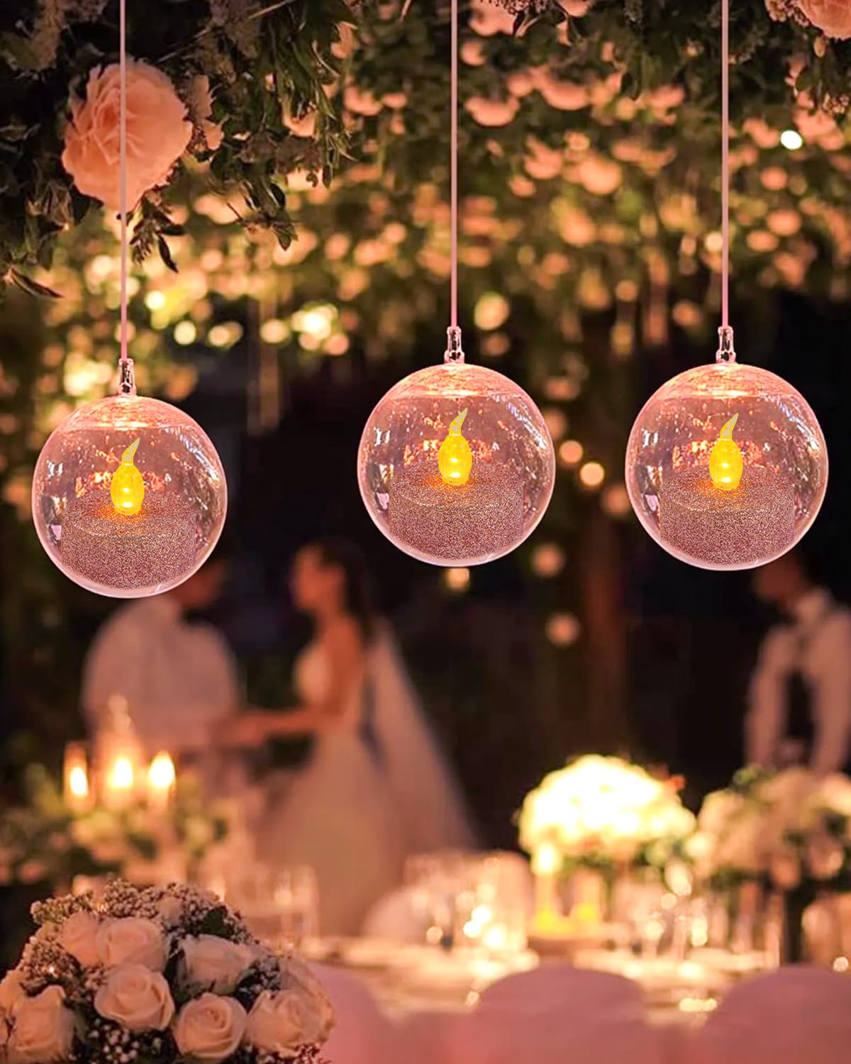 Finecombuy Rose Gold Candles Battery Operated,Glitter Tea Lights with Timer,Flameless Flickering Tealight Led Votive Candles for Home Decor,Wedding,Anniversary