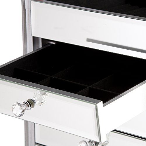 SEI Furniture Mirrored Jewelry Armoire Southern Enterprises Margaux MirroredArmoire, Silver, (AMZ2157SJ)