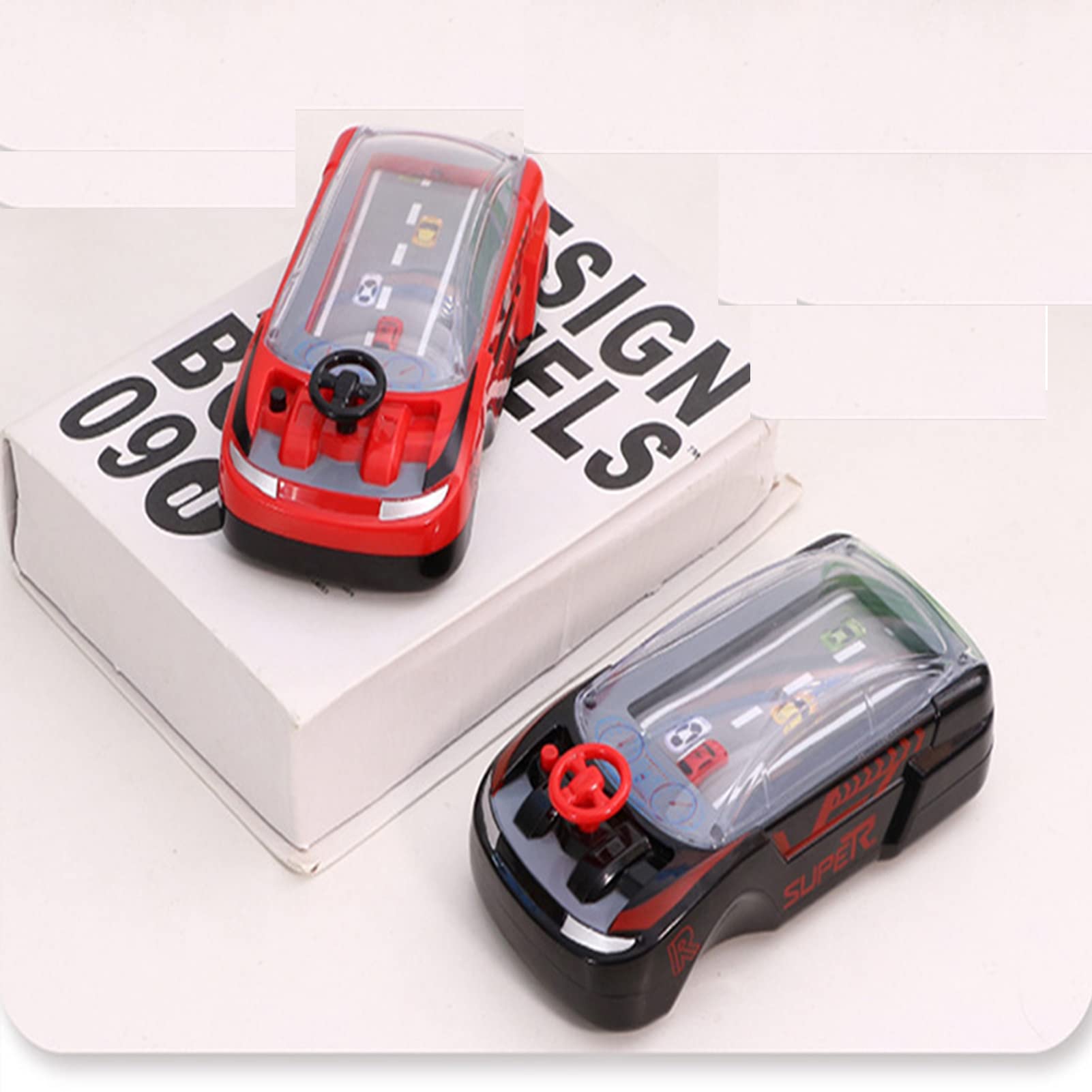 CYFG Hand-Held Portable Car Adventure Game Machine Speed, Children's Toy Manual Puzzle Simulation Racing Machine Steering Wheel (Black,1Pcs)