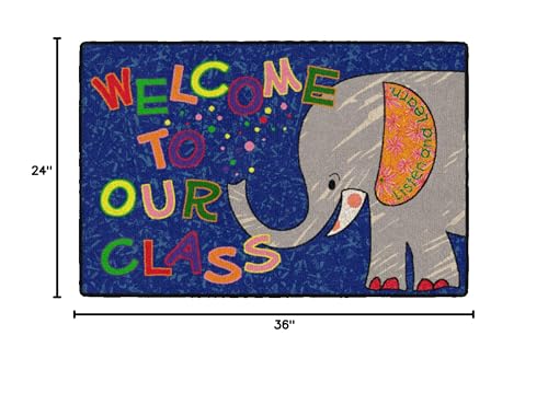 Flagship Carpets Childrens Multicolor Welcome Mat for Classroom or Kids Home School Room, Kids Room and Playroom or Entryway Rug, 2' x 3', Elephant