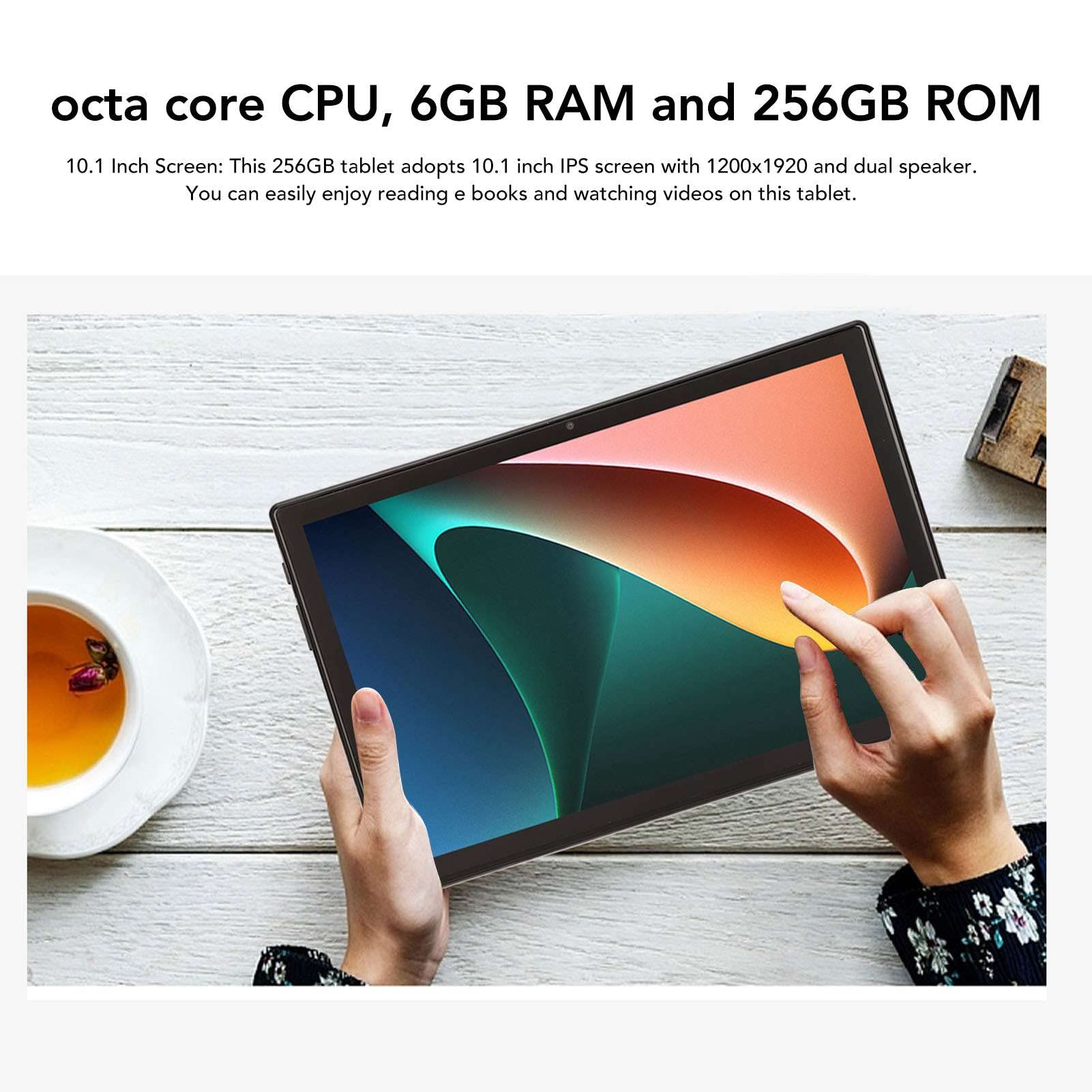Asixxsix 10.1 Inch 11 Tablet, 2.4G 5G WiFi 6G RAM 256G ROM Octa Core Processor 1200x1920 IPS Screen Dual SIM PC Calling Tablet with Dual Speakers, 7000mAh Battery, GPS, Dual Camera (US Plug)