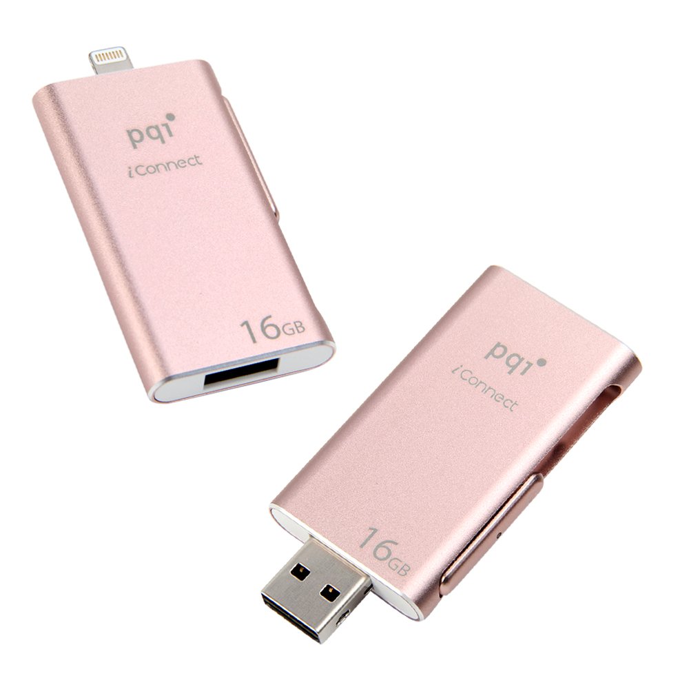 Flash Drive for iPhone iPad, iConnect[USB 3.0] [Apple MFi Certified] Apple FlashDrive Mobile storage with Lightning connector for iPhone, iPad, iPod Mac and Computer (16GB) (Rose Gold)