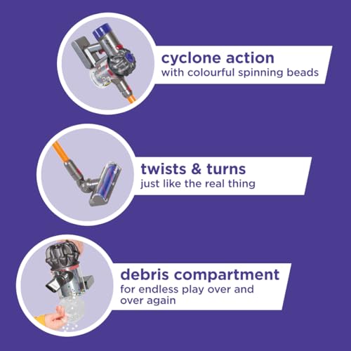 Casdon Dyson Cordless Vacuum | Interactive & Officially Licensed Toy Dyson Vacuum For Children Aged 3+ | Realistic Role-Play Fun