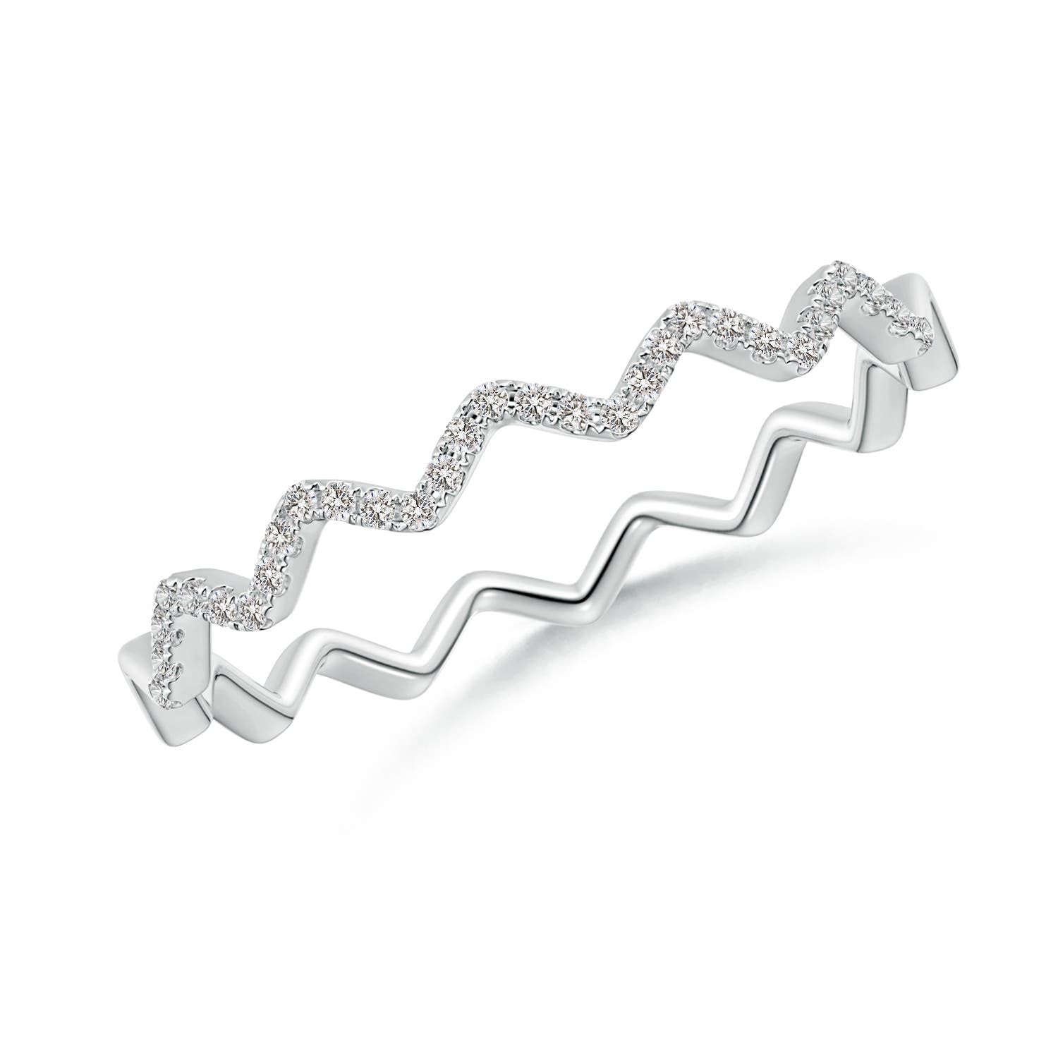 Angara Natural Diamond Stackable Ring for Women in 14K White Gold Size-5.5 Color-KI3 | Size-0.8mm | April Birthstone Jewelry Gift for Women | Birthday | Wedding | Anniversary | Enagagement