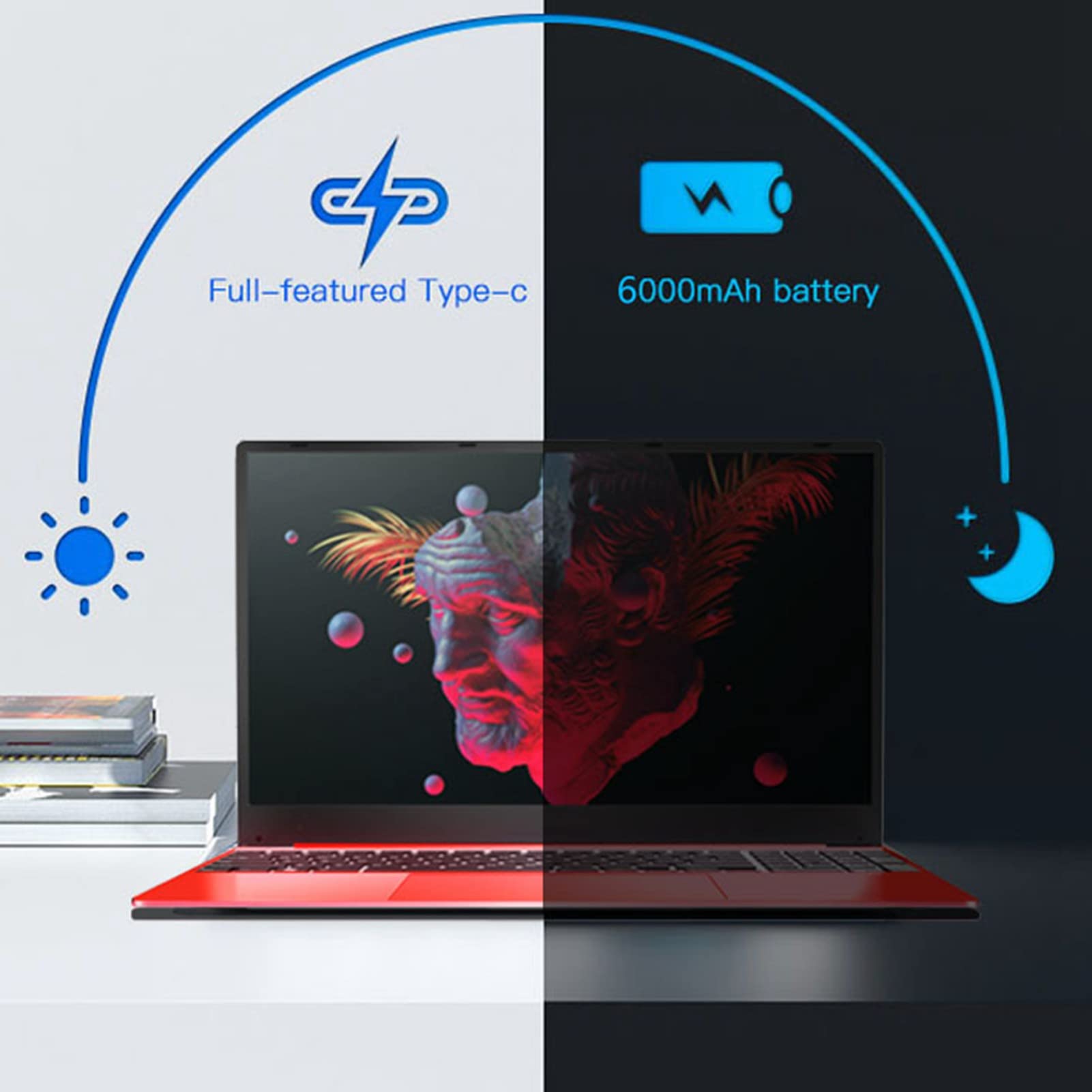 Asixxsix Laptop, 15.6 inch HD IPS Display 8GB RAM 128GB SSD Computer Laptop for Win 11, Built in Speakers, with Touchpad, N5095 CPU, Long Battery Life, for School Office, Red(US)
