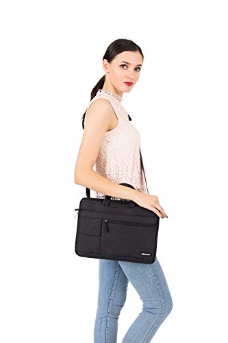 MOSISO Laptop Shoulder Bag Compatible with MacBook Air/Pro,13-13.3 inch Notebook,Compatible with MacBook Pro 14 inch 2023-2021 A2779 M2 A2442 M1,Polyester Flapover Briefcase Sleeve Case, Black