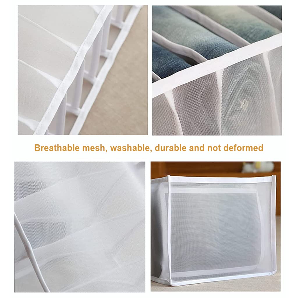Dongyue 6 Grids Wardrobe Clothes Organizer Jeans Wardrobe Organizer Washable Mesh Kids Drawer Organizer suit for Kid Clothes,Underwear,Socks (White, Small)