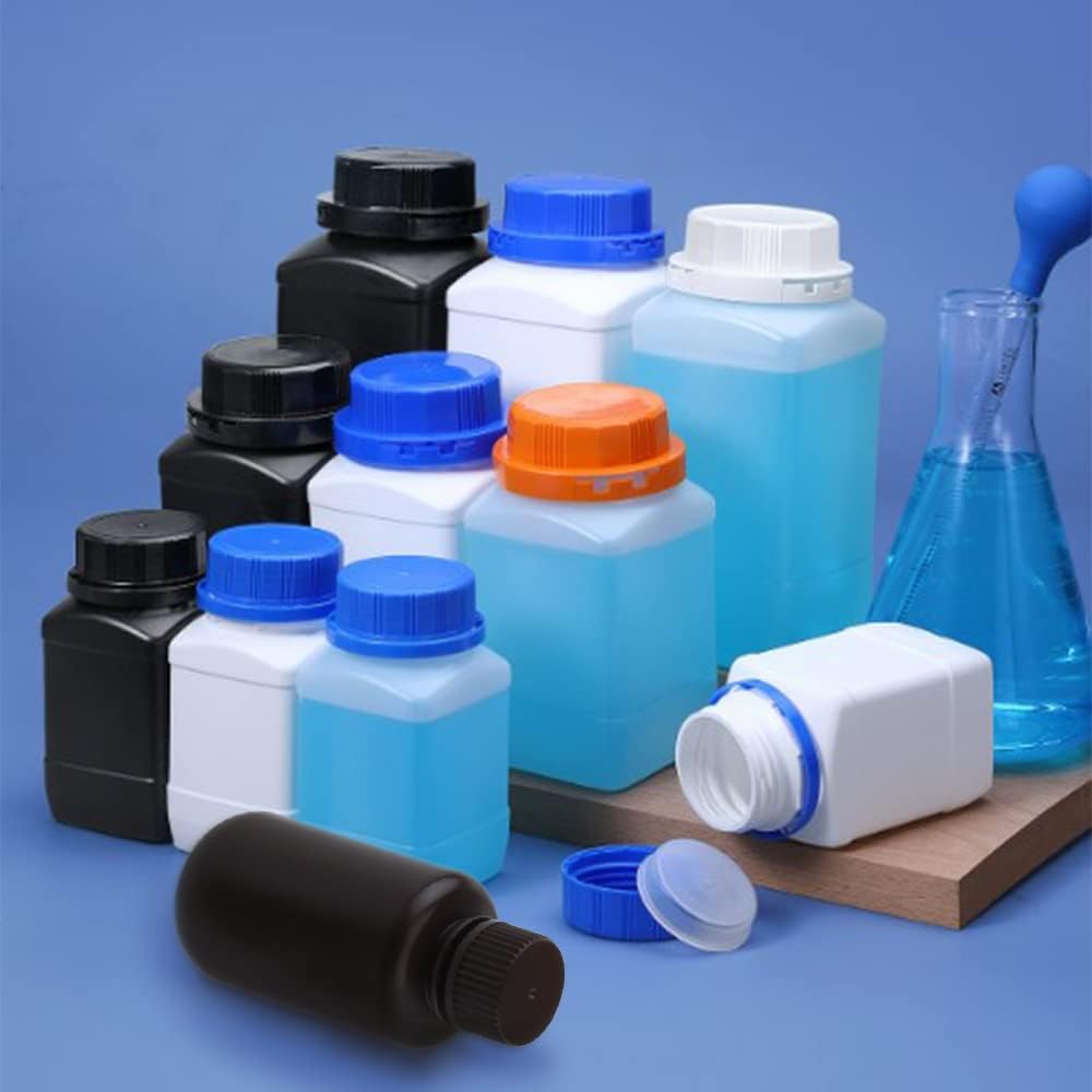 Bettomshin 10Pcs 100ml PE Plastic(Food Grade) Bottles, 19.5mmx95mm(IDxH) Lab Bottle Wide Mouth Sample Sealing Storage Container Screwcap White Translucent Square