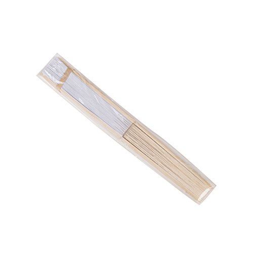 Sepwedd 50pcs White Paper Hand Fan White Bamboo Folding Fan Handheld Fans Paper Folded Fan for Wedding Party and Home Decoration
