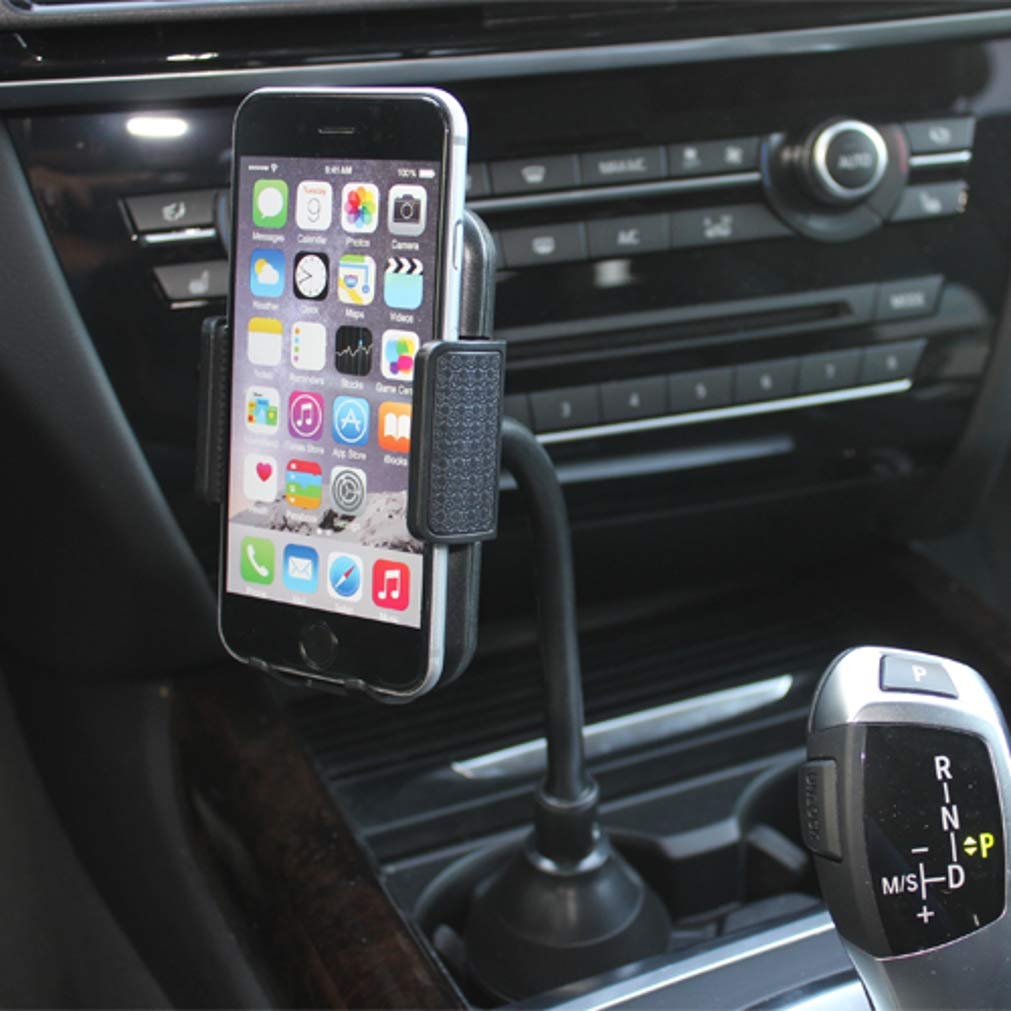 Fonus Car Cup Holder Goose Neck Mount compatible with iPhone X XR XS Max, 6 7 8 Plus - Samsung Galaxy S6 S7 S8 S9 Plus S10, Note 8 9 - LG G6 G7 ThinQ V35 V40 - Google Pixel 2 3 XL - All Smartphones