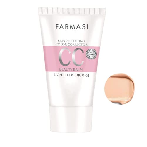 FARMASi CC Color Control Cream, Natural and Flawless Finish, Enriched Formula with Multimineral & Spf 25+, All-Day Hold, All Skin Types, 1.7 fl. oz, Light to Mediuum