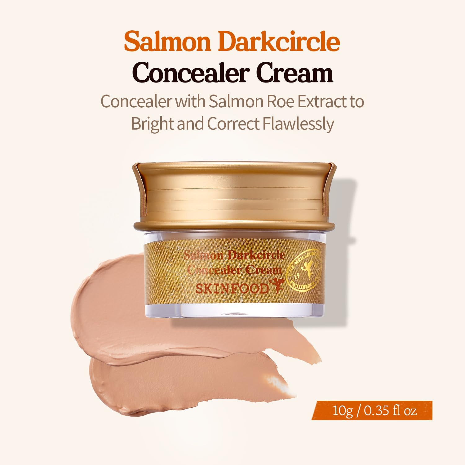 SKINFOOD Salmon Dark Circle Concealer Cream #2 - Concealer for Dark Circles - Under Eye Concealer for Dark Spots and Wrinkles - Full Coverage Under Eye Concealer - 0.35 Oz/10 g (Salmon Beige)