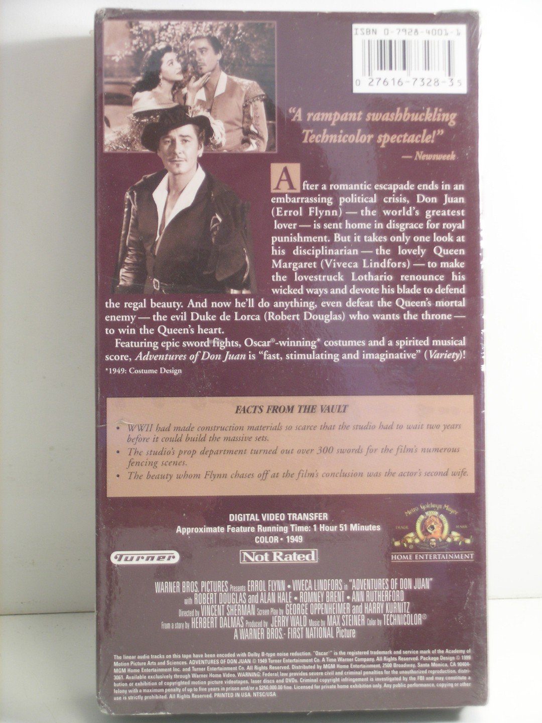 The Adventures of Don Juan----Errol Flynn----VHS Video Tape