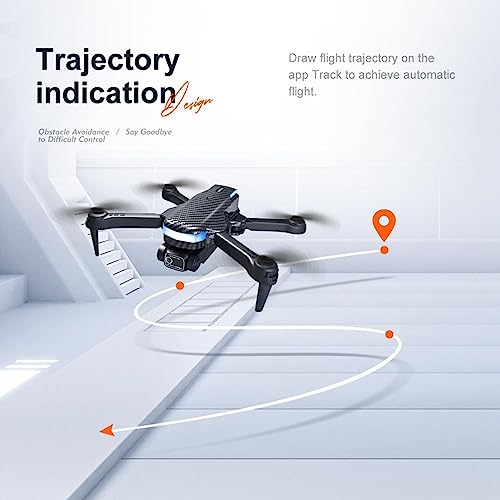 Carbon Fiber Drone with Dual Camera 360 ° Obstacle Avoidance Drone HD Aerial Photography Folding Flying Machine 4-axis Positioning Remote Control Aircraft with Headless Mode,Trajectory Flight