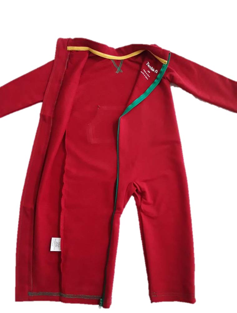 Terrible 2's Strip-Proof Toddler Romper in Red/Green (5T)