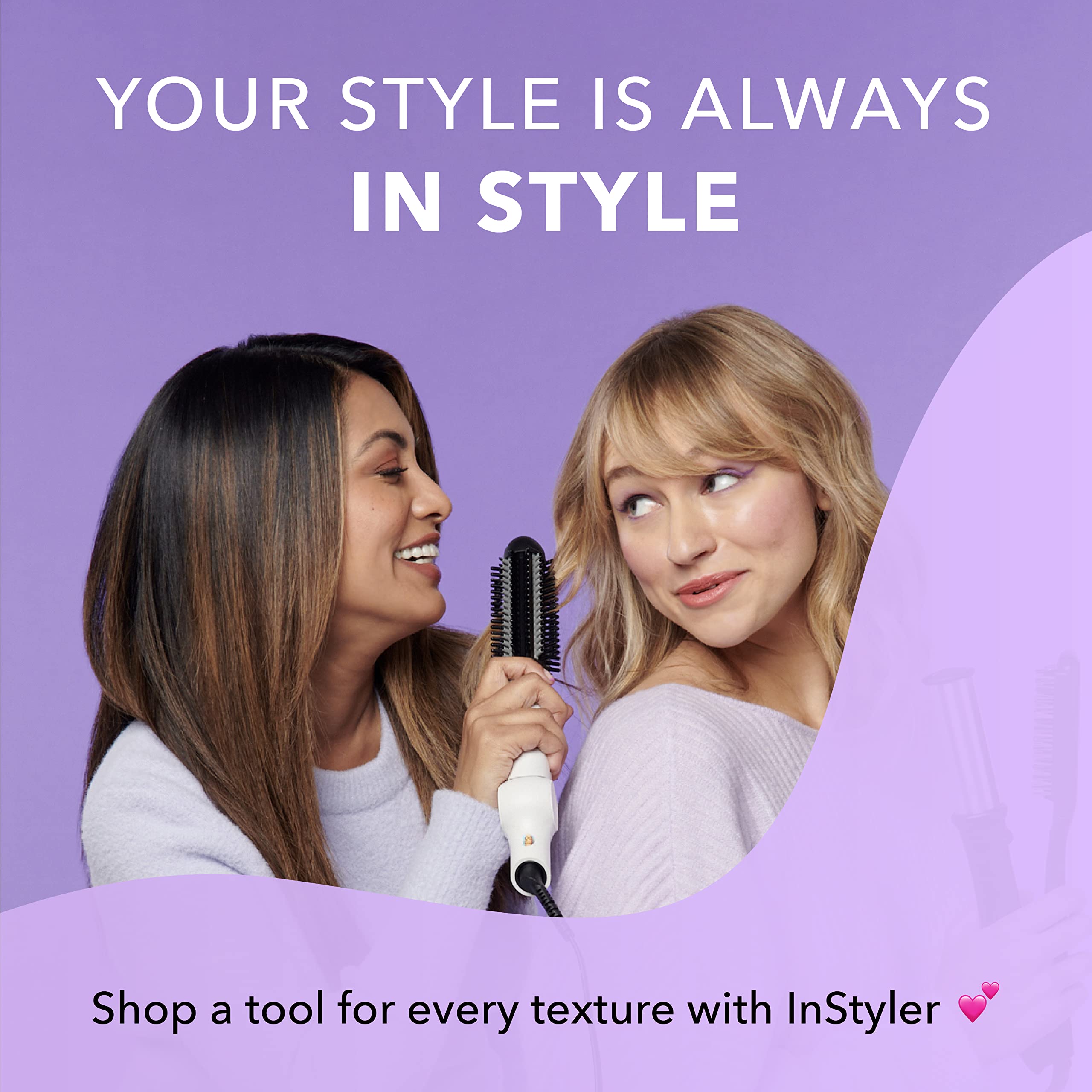 InStyler Freestyle 1” Ionic Ceramic Styler Round Hair Brush - Straighten, Wave or Curl Hair with Ionic Tip Barrel & Ceramic Heated Bristles - Helps Reduce Frizz for Easy Styling