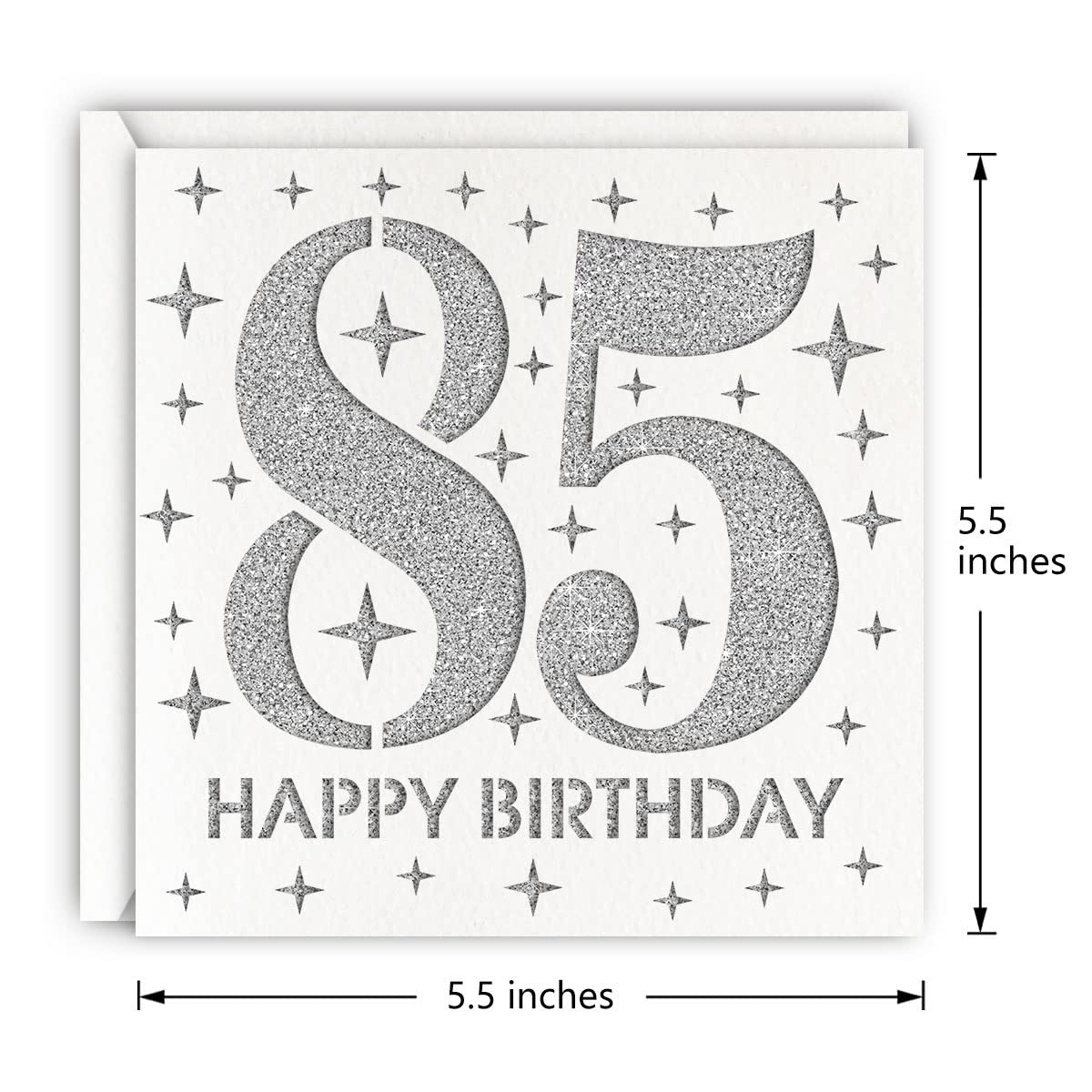 MAGJUCHE Silver 85th Birthday Card, Laser Cut Glitter Woman Man Age 85 Gift For Grandfather, Father
