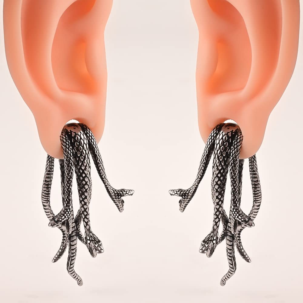 Atomhole 2PCS Cool Snake Ear Gauges Hypoallergenic Stainless Steel Plugs Ear Weights Gauges for Ears Piercing Expander Stretchers Body Jewelry (12mm(1/2"), Silver)