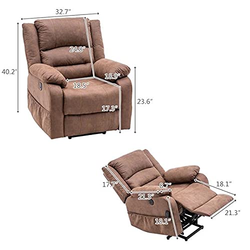 ADUH Electric Lift Function Recliner Massage Chair Light Brown Comfortable&Durable Fabric PU Easy Adjustment Ultimate Relaxation