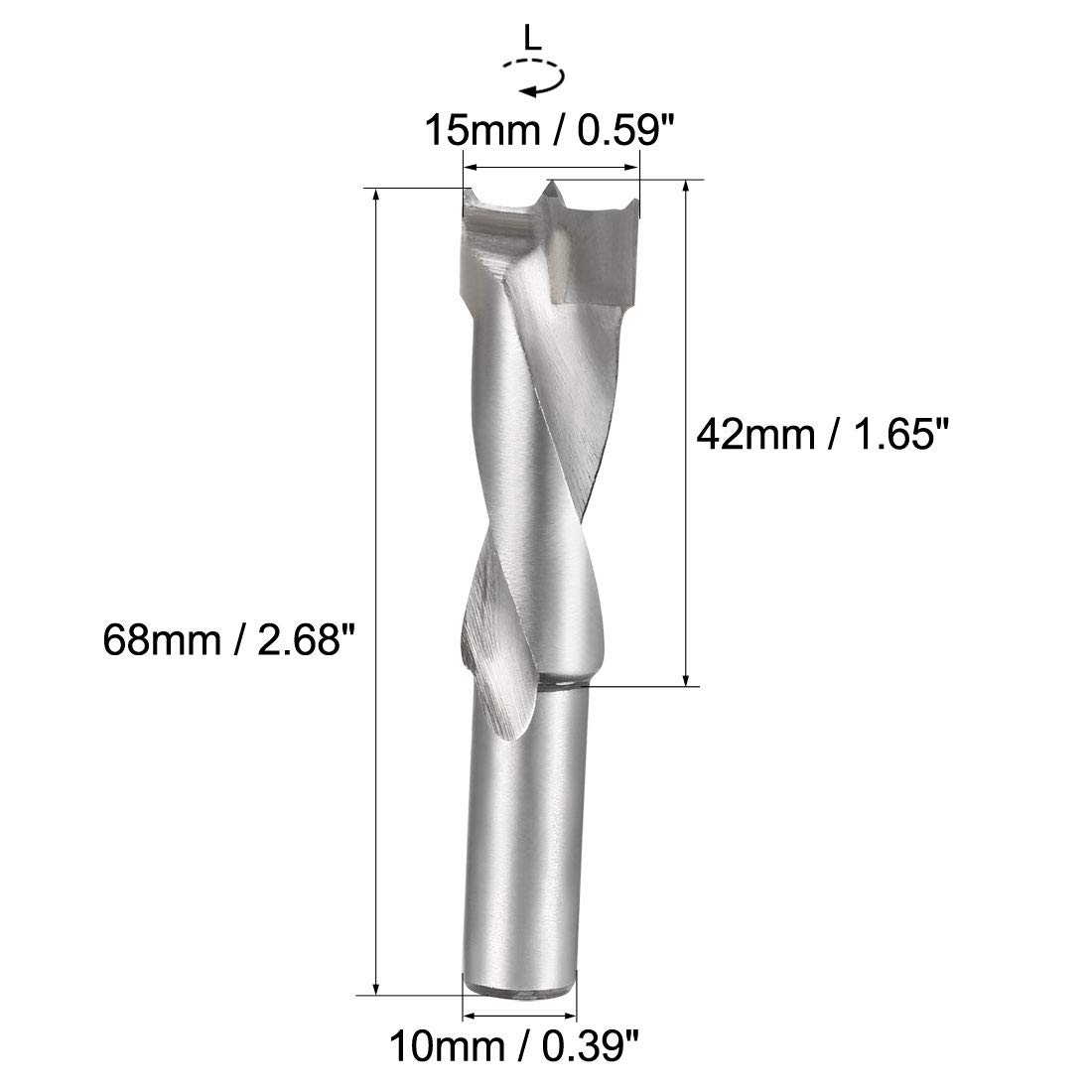 uxcell Brad Point Drill Bits for Wood 15mm x 68mm Left Turning Carbide for Woodworking Carpentry Drilling Tool