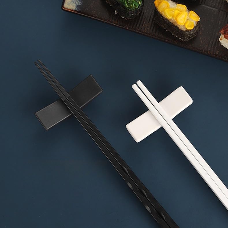 BAEKZ 8pcs Ceramic Tableware Chopstick Holder, Knife Holder, Spoon and Fork Holder (black)