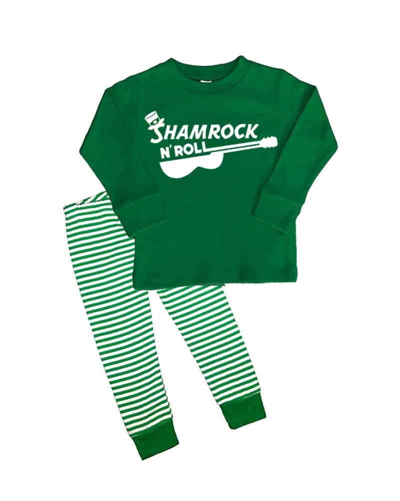 PandoraTees Toddler St. Patrick's Day Outfit - Shamrock N Roll (4, Kelly Green)