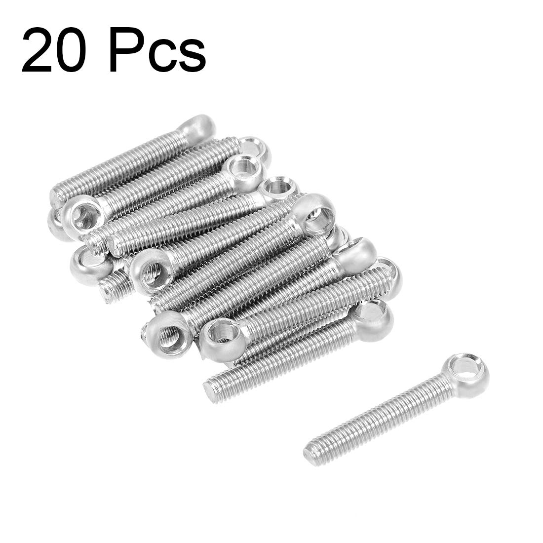 uxcell M5 x 30mm 304 Stainless Steel Machine Shoulder Lift Eye Bolt Rigging 20pcs