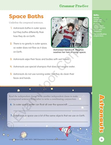 Evan-Moor Skill Sharpeners Grammar and Punctuation Workbook, Grade 3, Nouns, Verbs, Sentence Structure, Subject, Predicate, Language Handbook, Real-World Practice, Fun Activities, Homeschool, Practice
