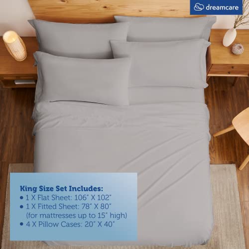 Bamboo Sheets King 6 Pc, Cooling Sheets King Bamboo Sheets, Luxury King Sheets Bamboo King Sheets, Bamboo Bed Sheets King - Sheets for King Size Bed - King Size, King Bed Sheets King (6PC) Stone Gray